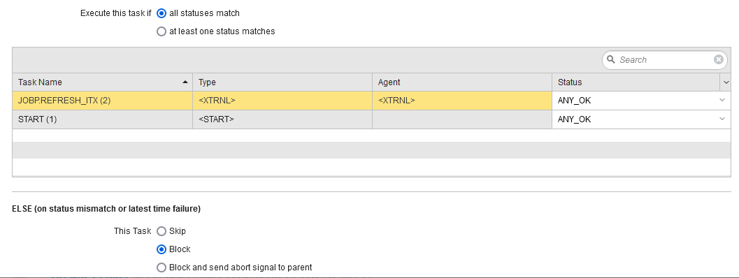 External dependency: Execution Settings - same logical date | Automic Workload Automation