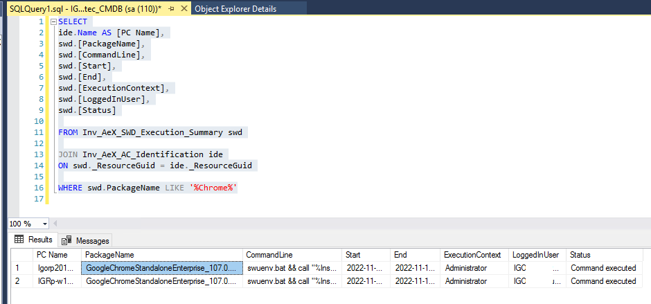 Report "Who updated Chrome ? " Altiris, user ? | Patch Management Solution