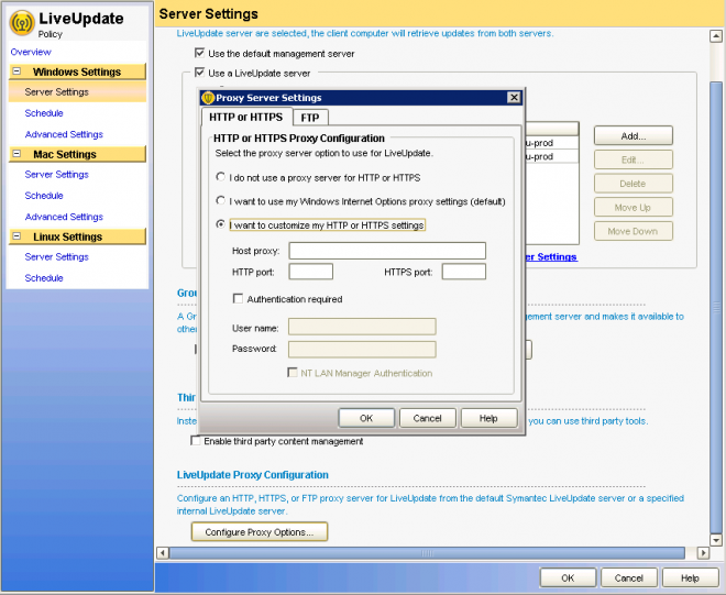 No connection to the LiveUpdate Server | Endpoint Protection