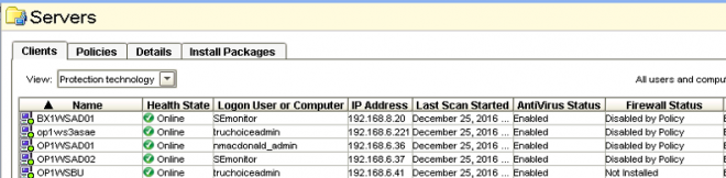 Some SEPM clients show firewall status disabled by policy, others as ...
