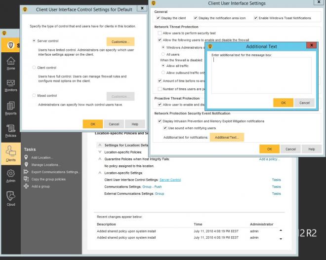 Send a popup message to all sep client users | Endpoint Protection