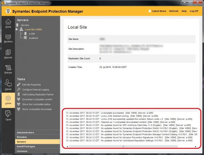 SEPM LiveUpdate Status Log | Endpoint Protection