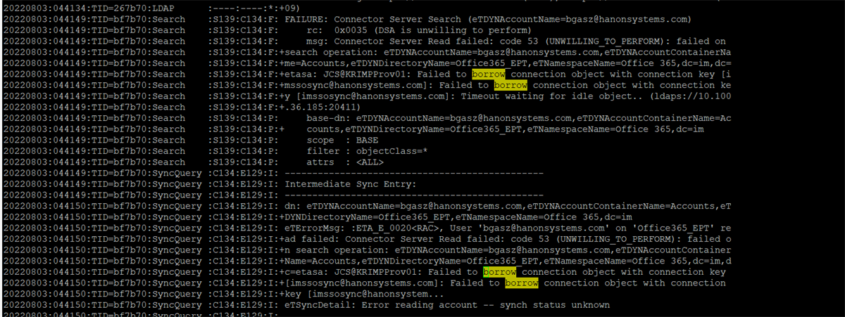 Intermittent error - FAILURE: Connector Server Search | Symantec IGA