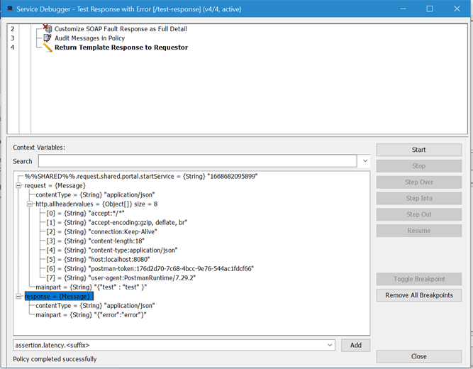 Getting response message when Route via HTTPS assertion fails | Layer7 API Management