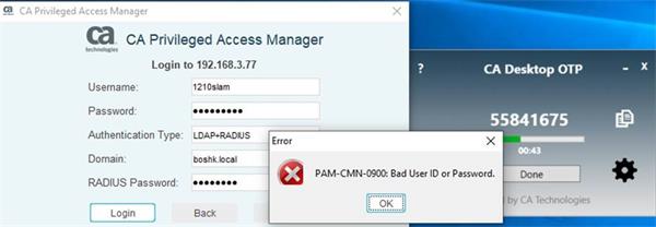 Unable to login PAM using LDAP+RADIUS | Symantec Privileged Access Management