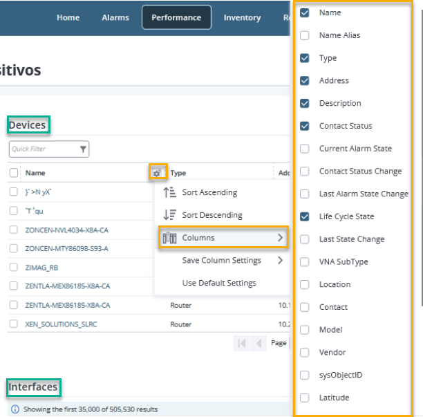 add "ID Item" element in dashboard 'Devices' and 'Interfaces' for ...