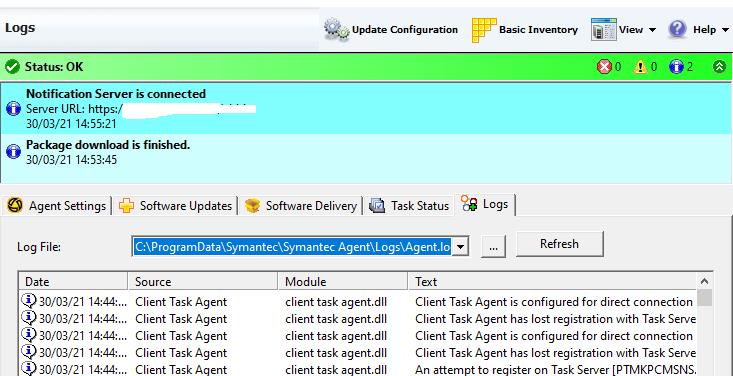 Task server Not register | IT Management Suite