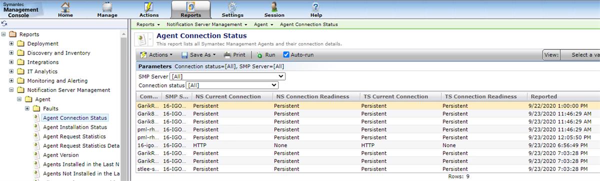 Altiris client status | IT Management Suite