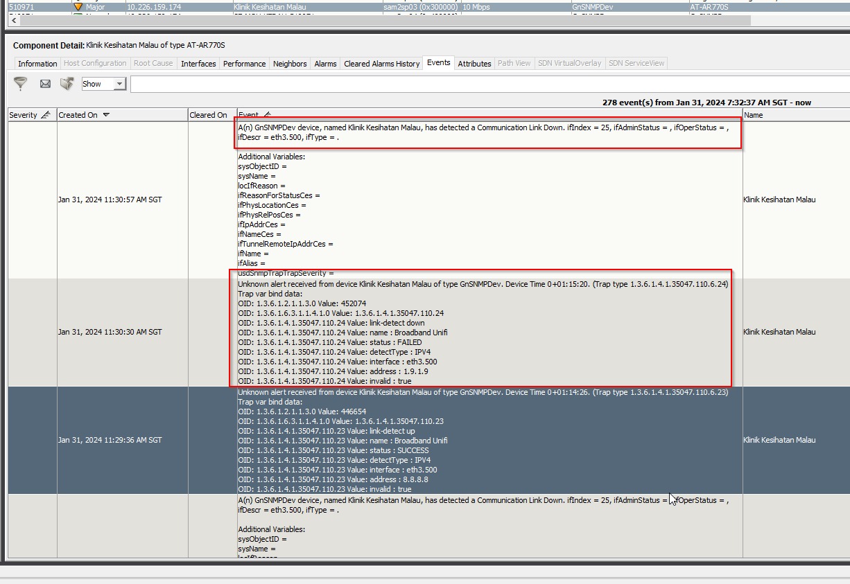No link down traps receive | DX NetOps