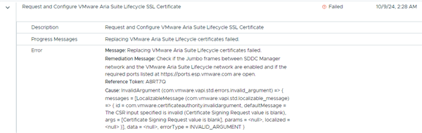 Aria Suite lifecycle manger SDDC manager deployment fail | VMware Aria