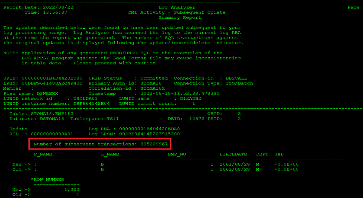 Log Analyzer (PLA) – Subsequent Updates option DML Reporting feature ...