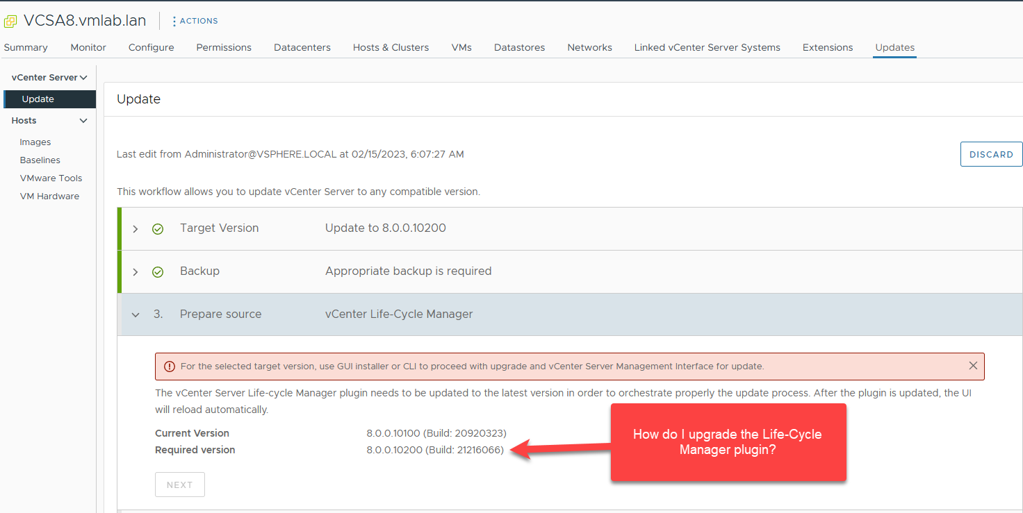 vCenter server updates are available: 8.0.0.10200 | VMware vSphere