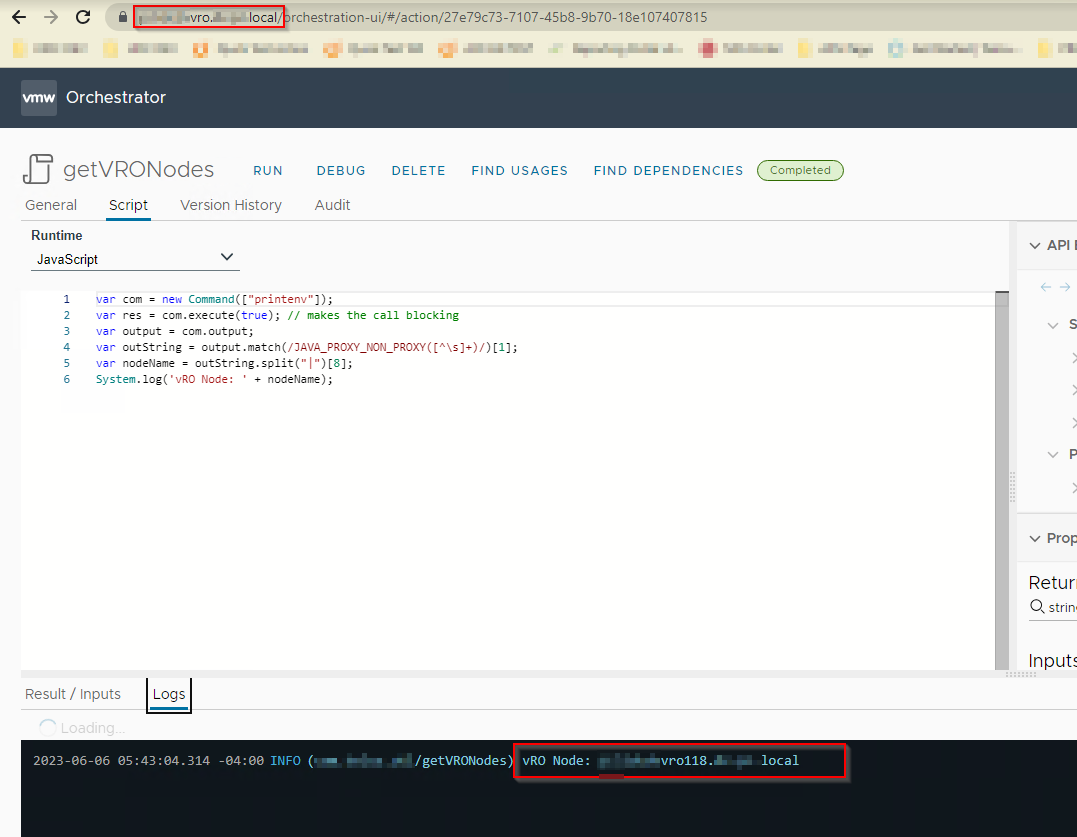 How to get the node name in a clustered vRO Setup? | VMware Aria Automation Orchestrator