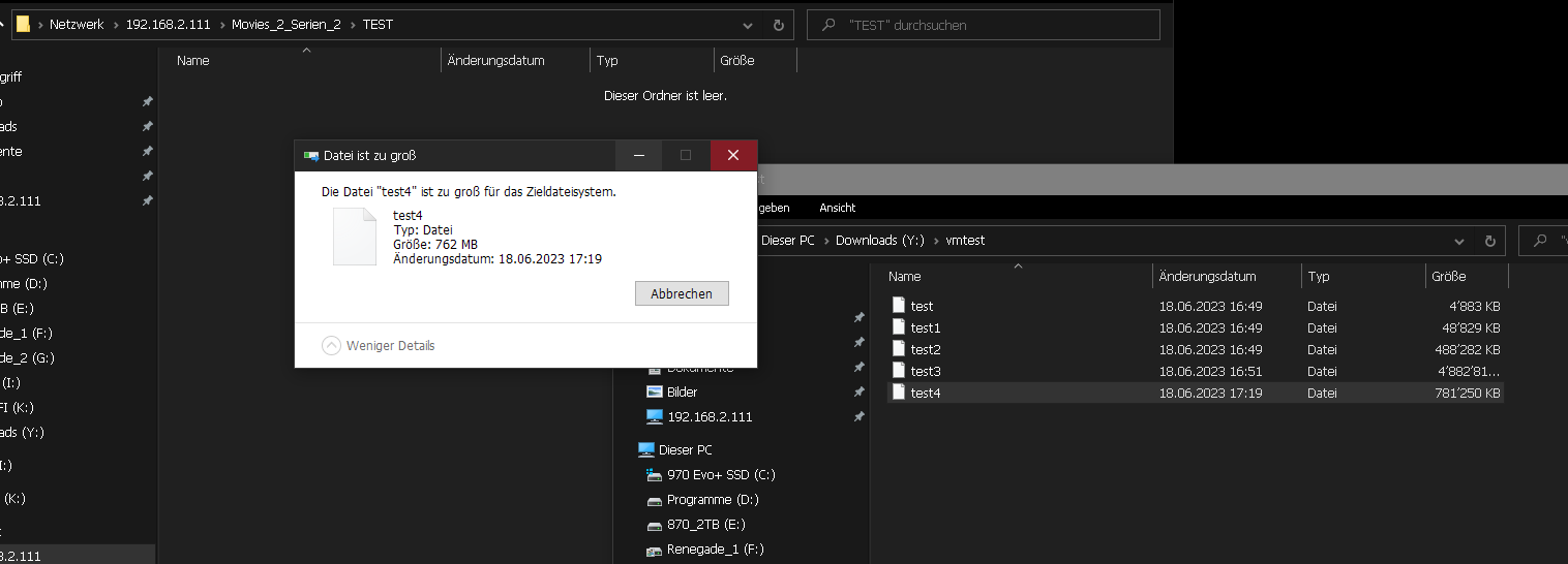 ESXi 8 - HDD passthrough - cant write large files | VMware vSphere