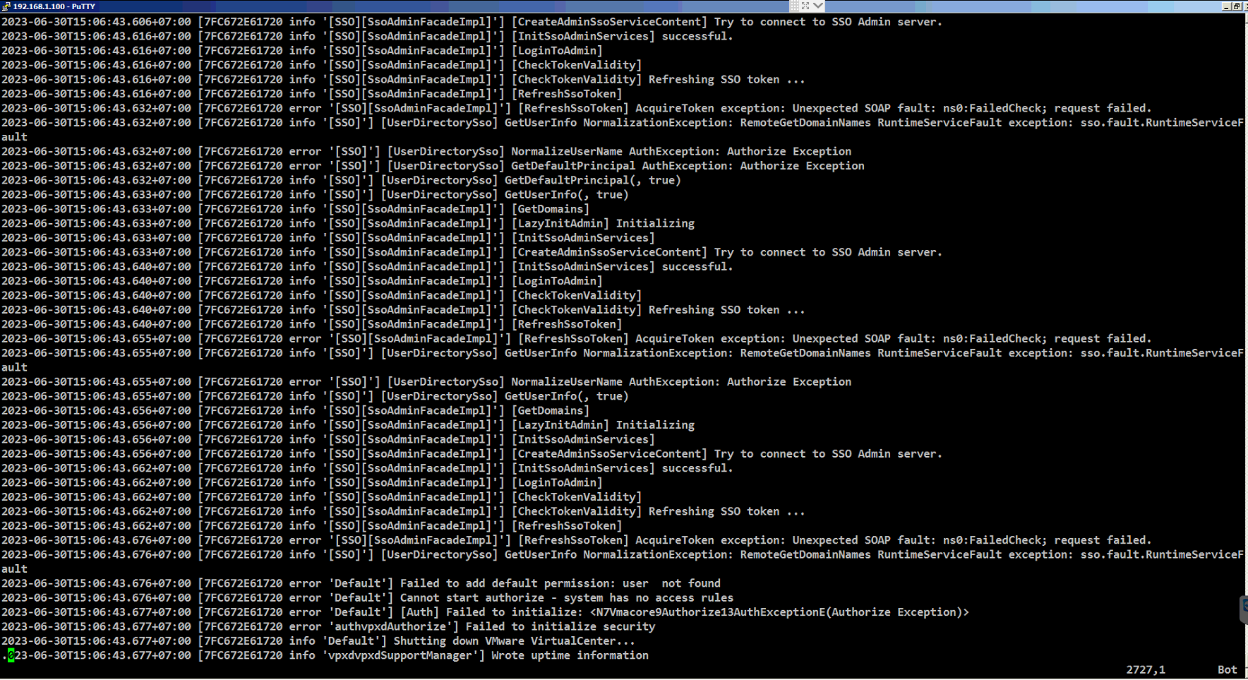 Failed vCenter vxpd service | VMware vSphere