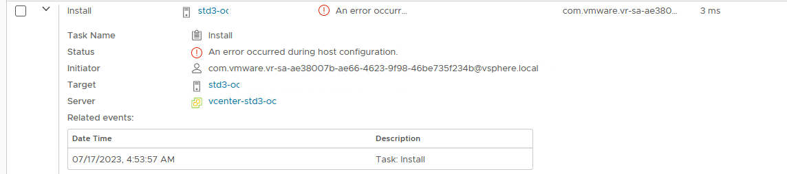 vSphere replication ESX agent installation failure during registration ...
