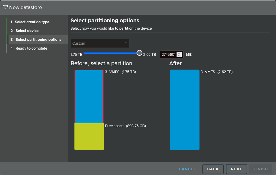 Cannot expand datastore on dedicated RAID volume | VMware vSphere