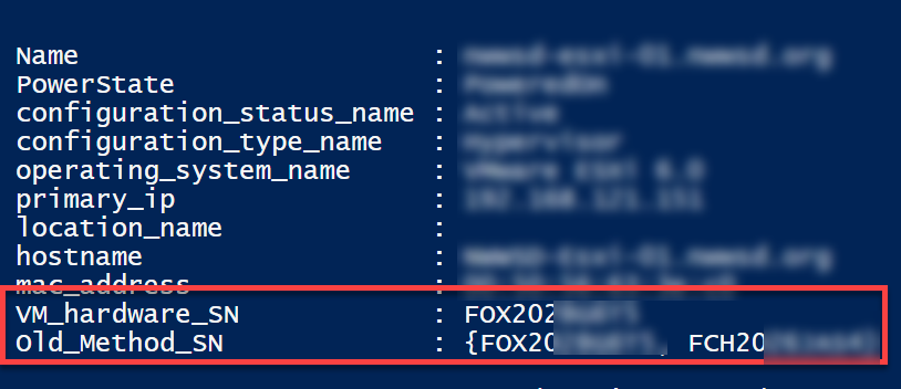 How to pull blade (not chassis) serial number via PowerCLI? | PowerCLI
