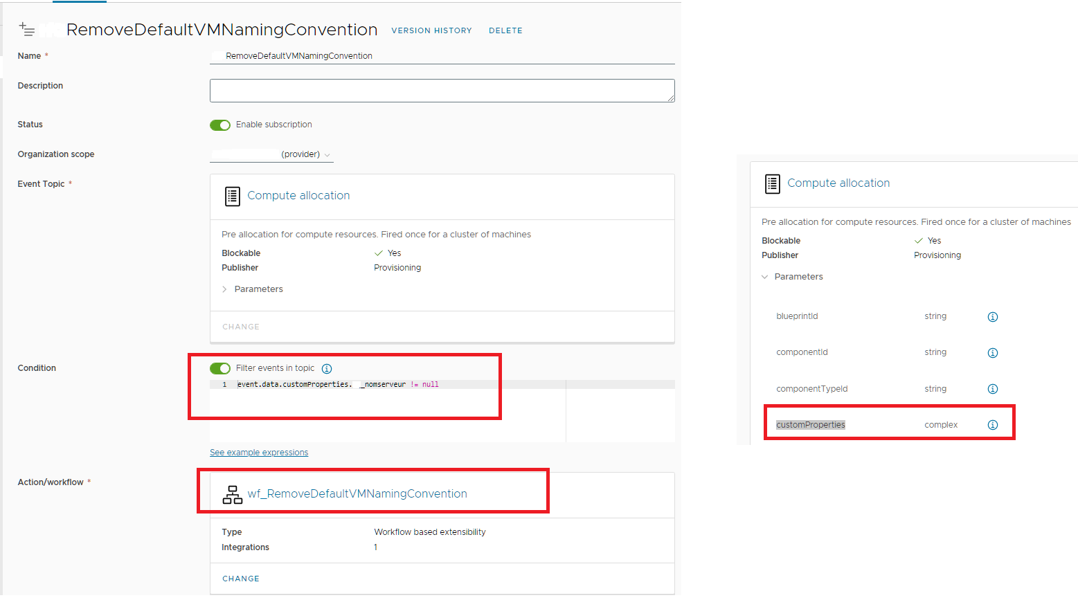 Disable Custom Names | VMware Aria Automation Tools