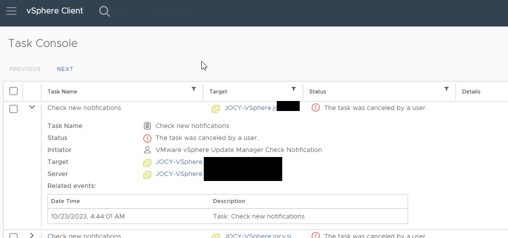 VMware vSphere Update Manager Check Notification queued... | VMware vSphere