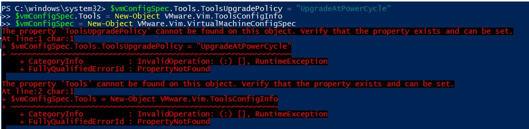 I want to enable "Check and upgrade VMware Tools before each power on" through PowerCLI | PowerCLI