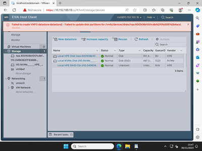 RAID 1 configuration on datastore | VMware vSphere