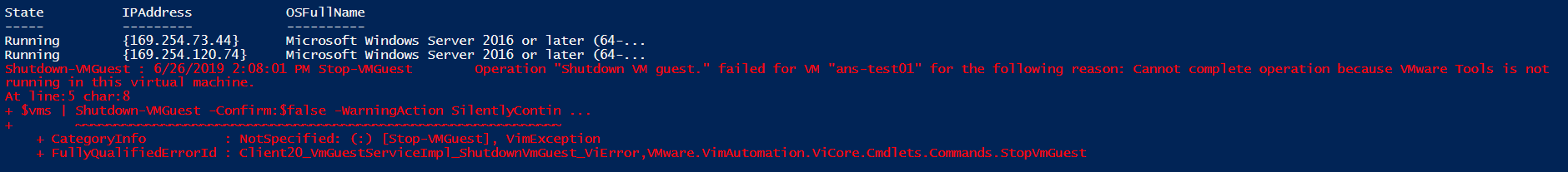 shutdown VMs and patch esxi host | PowerCLI