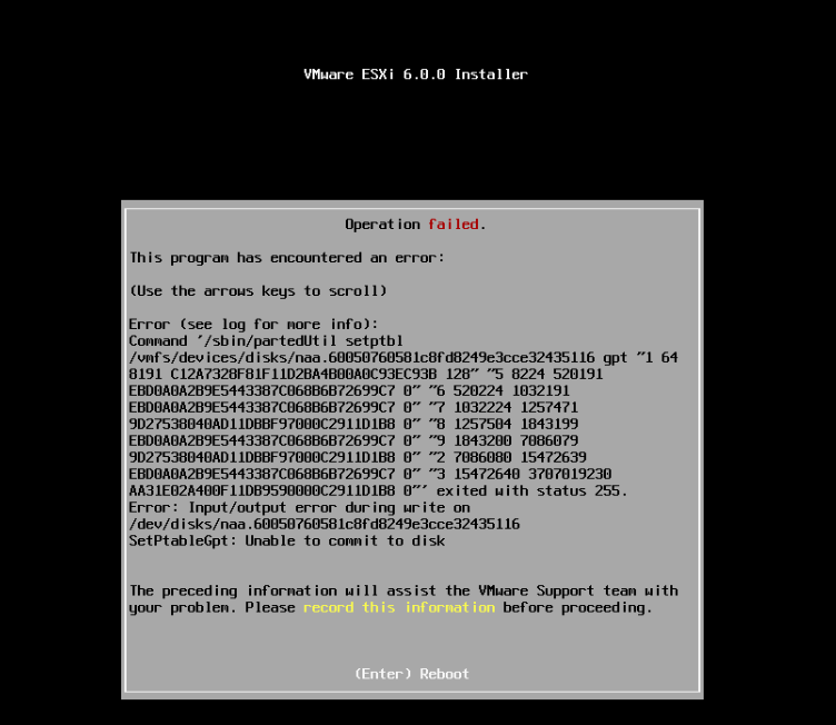 error when installing esxi 6.0 on ibm x3650 m4 | VMware {code}