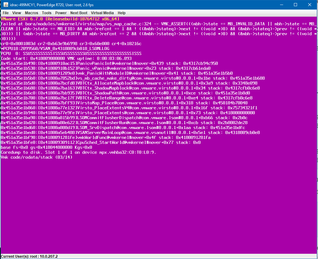 ESXi 6.7 PSOD in VSAN module - invalid cache data? | vSAN1