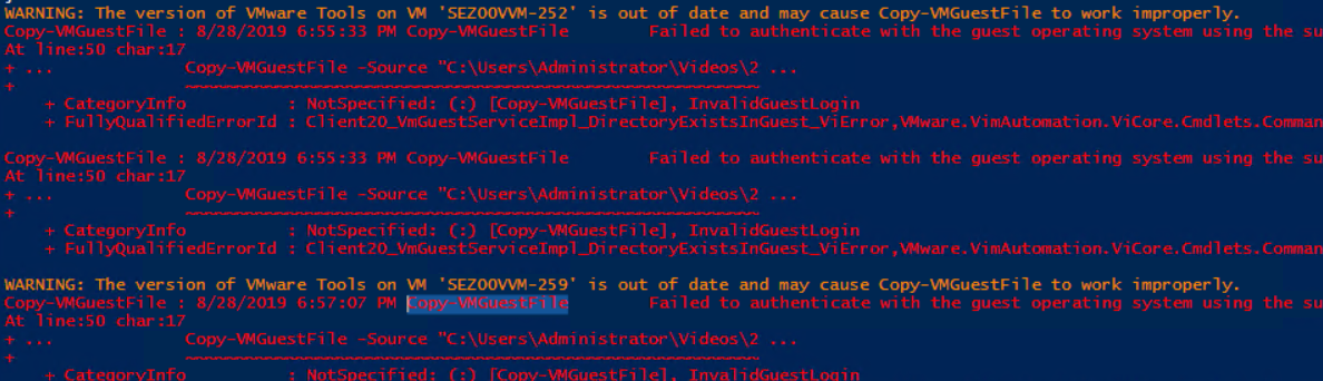 patch installation on multiple windows versions using invoke-vmscript | PowerCLI