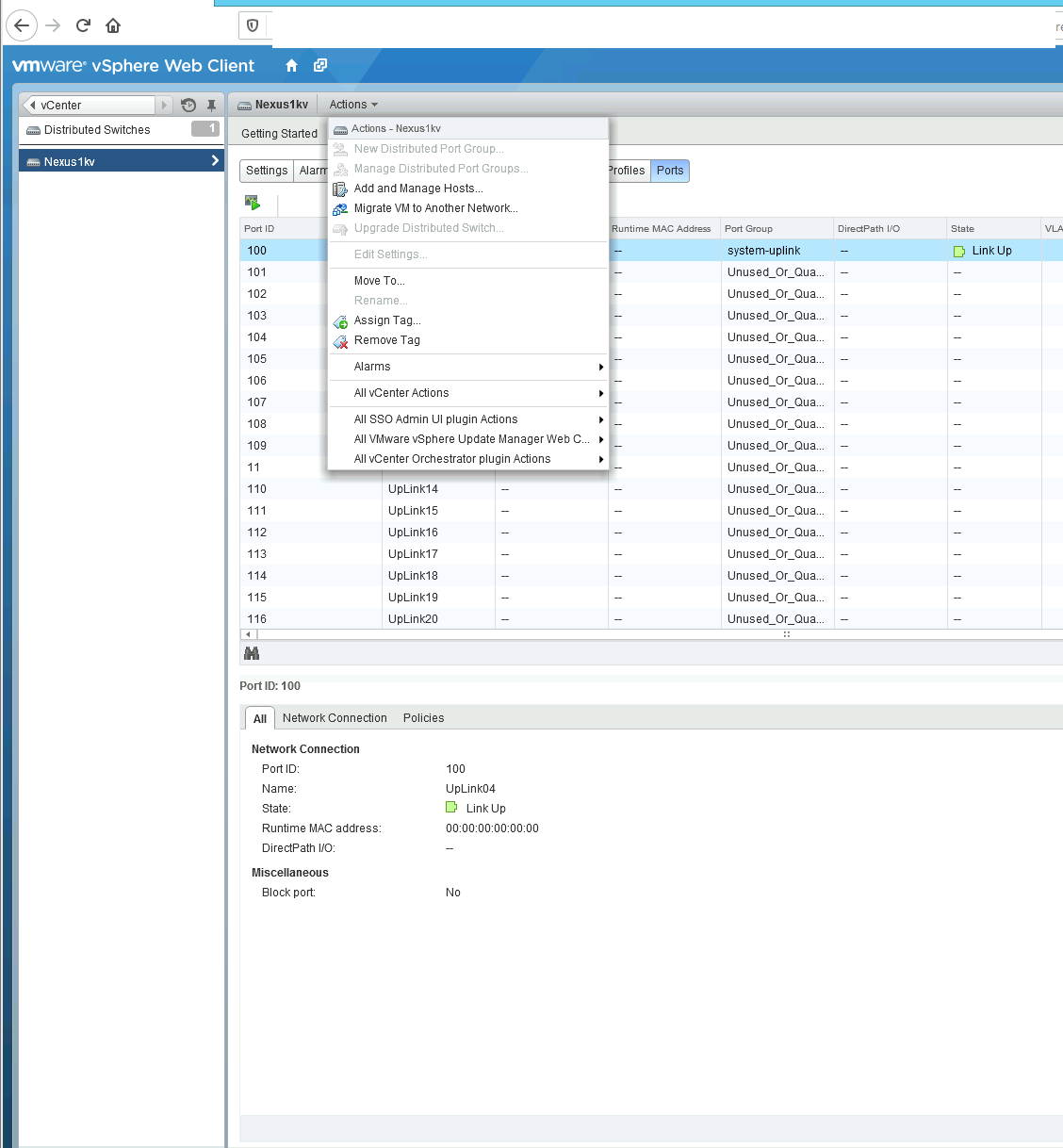 edit ports option in distributed switch is 'grayed out' in Edit port ...