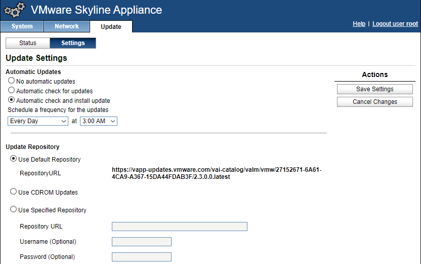 Cannot update VMware Skyline Appliance to 2.3.0.1 | Skyline