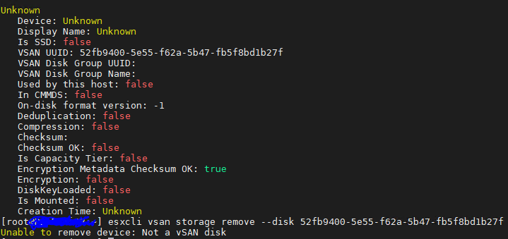 absent vSAN Disk unable to remove | vSAN1