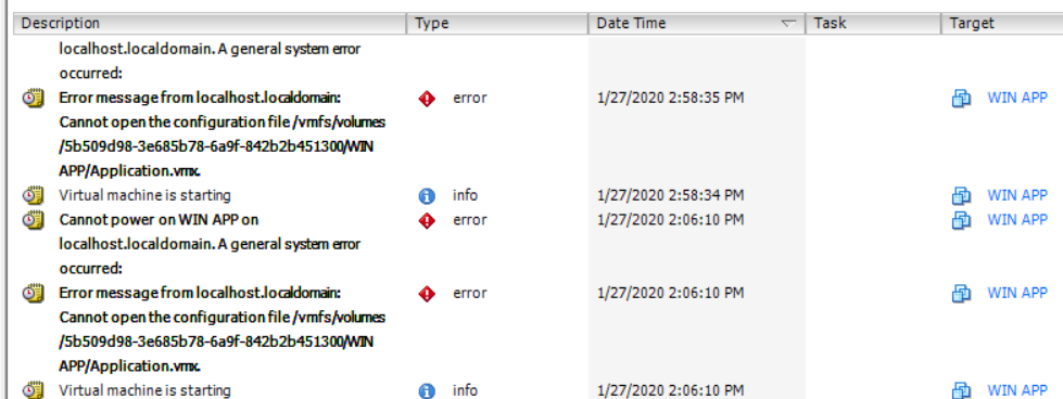 Failed to start the virtual machine (error -18). | VMware vSphere