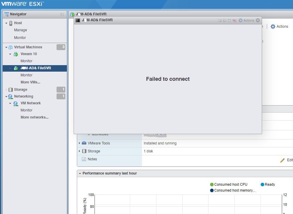 VMWare ESXi - Failed to connect! | VMware vSphere