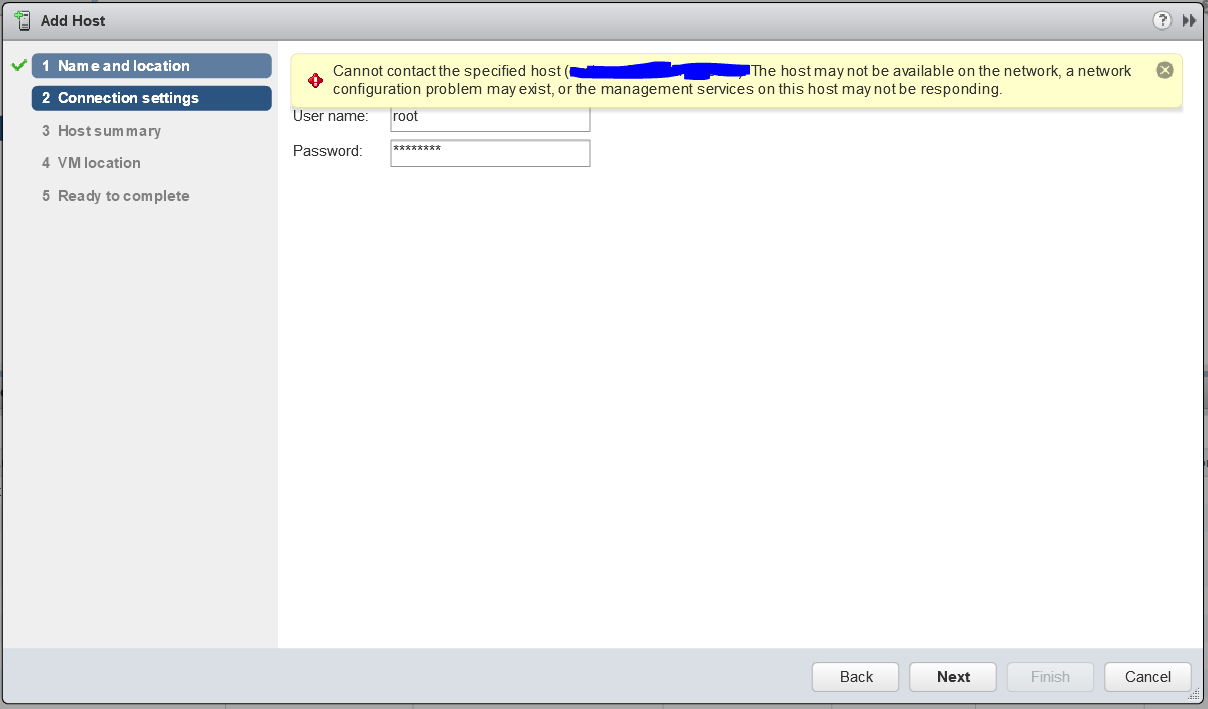 Adding ESXi host to vCenter fails | VMware vSphere