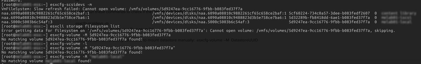 Missing Datastore after Reboot (EXSi 6.7) | VMware vSphere