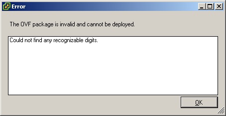 vSphere Deploy error: Could not find any recognizable digits. | VMware vSphere