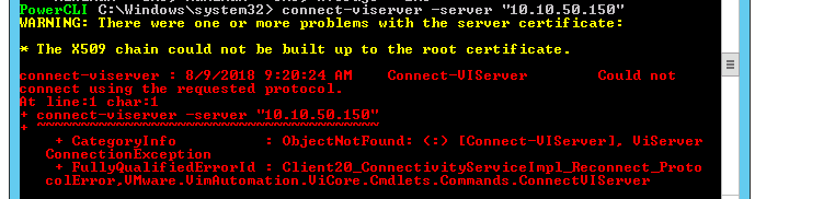 connect-viserver error_powercli | PowerCLI