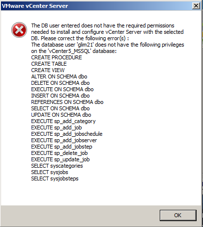 vCenter Server 5.0 and MS SQL Database Permissions Problem 2 | VMware vSphere