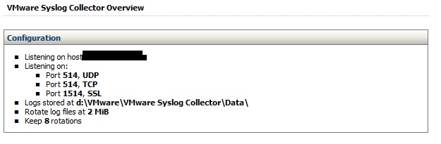 How to change settings for integrated syslog collector | VMware vSphere