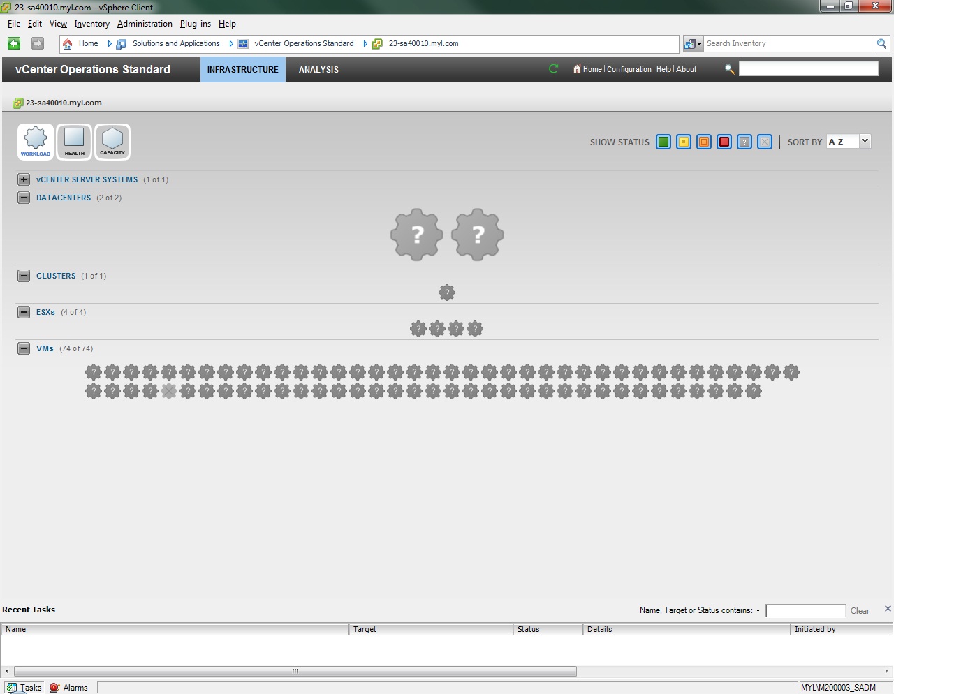 vCenter Operations Standard requires more data to start the analysis ...