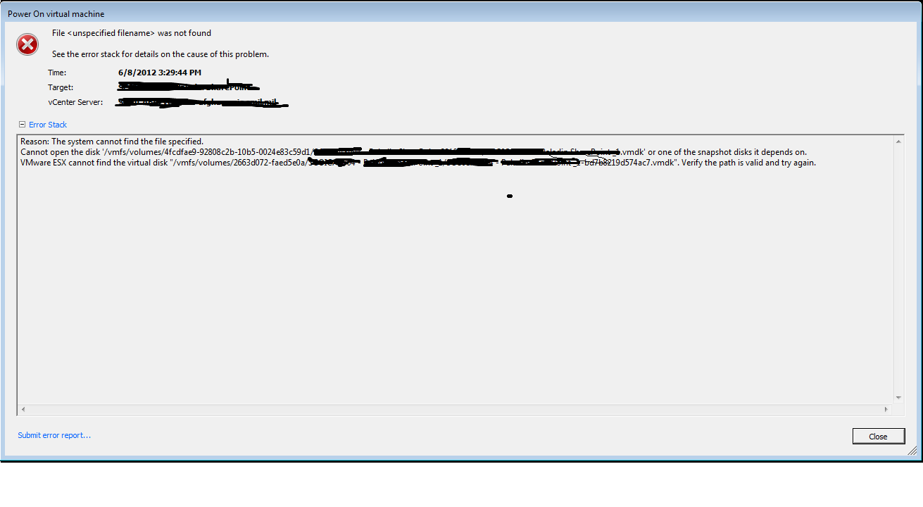 VM cant power on error!!! after Data Migration! | vSphere Storage Appliance