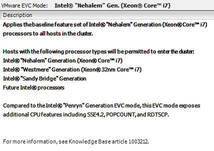 EVC Compatability matrix | VMware vSphere