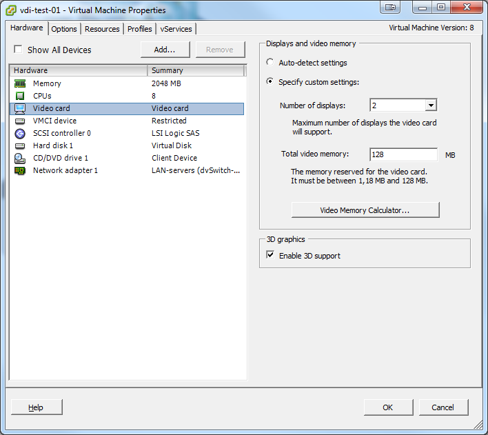 ESXi 5 and 3D graphics for 3D Studio Max | VMware vSphere