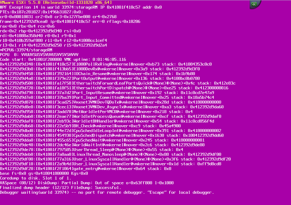 ESXi host purple screen | VMware vSphere