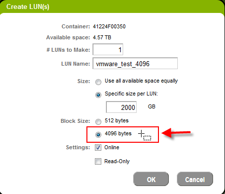iSCSI Lun with 4096 bytes logical blocksize cant be formatted | VMware ...