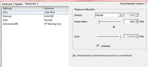 Adjusting CPU and Memory Reservation settings on running VM... | VMware vSphere