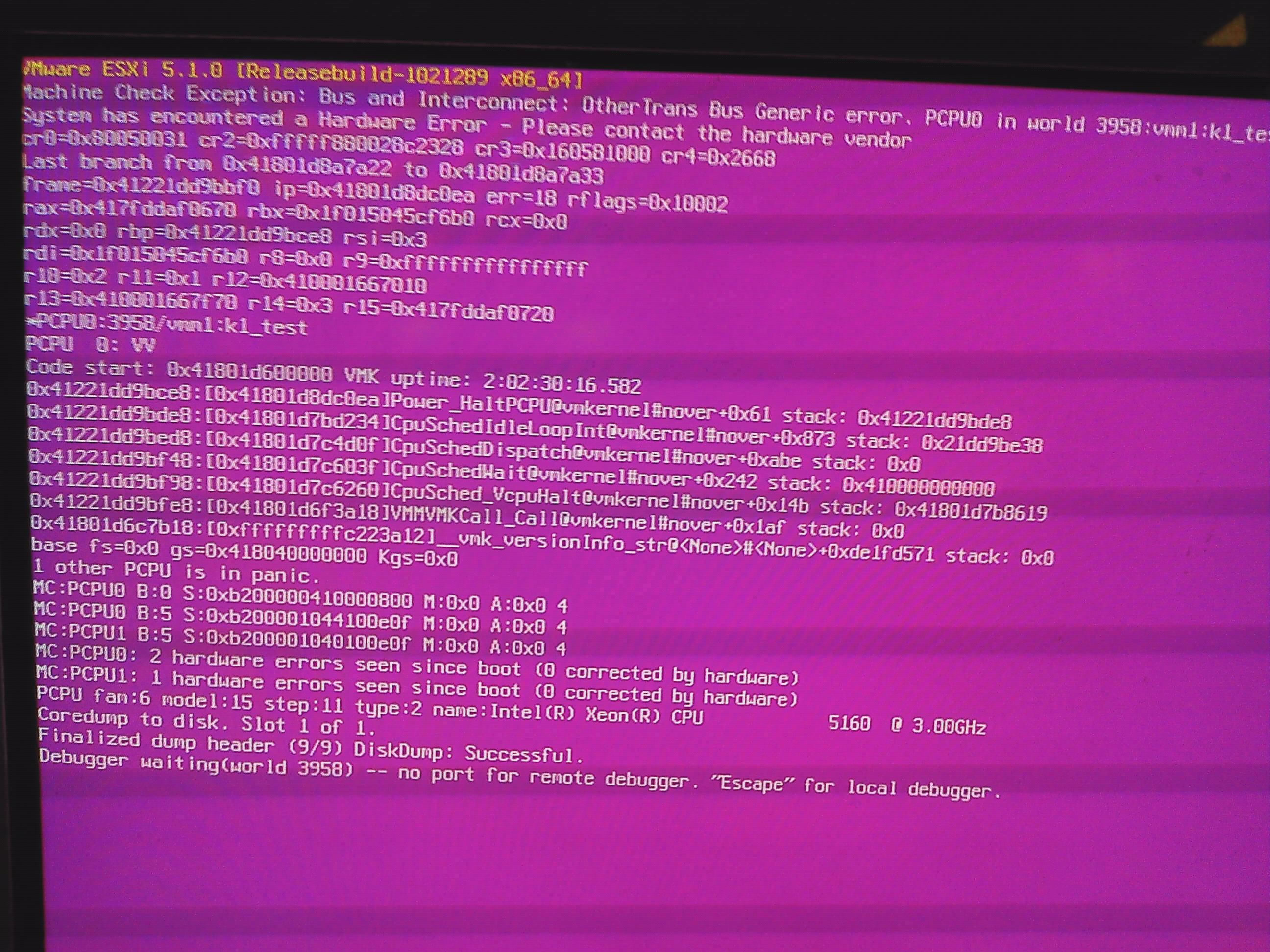 Purple screen | VMware vSphere