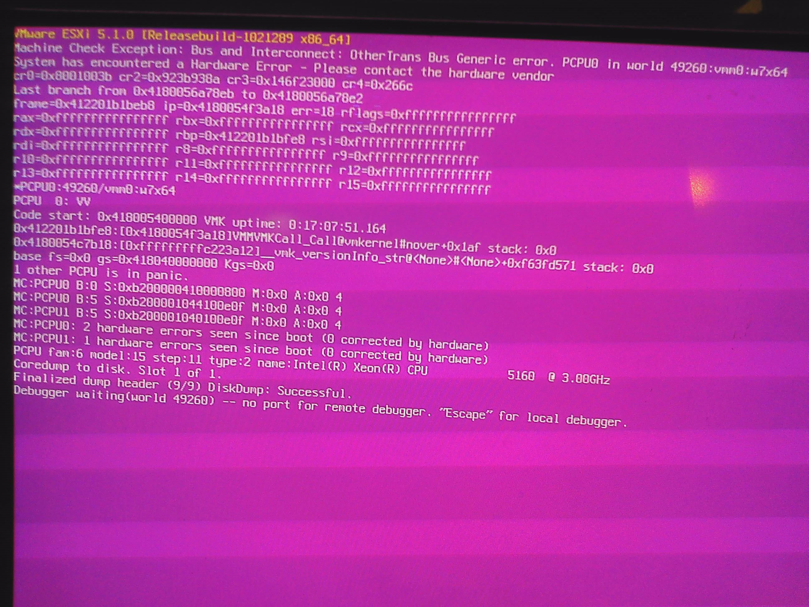Purple screen | VMware vSphere
